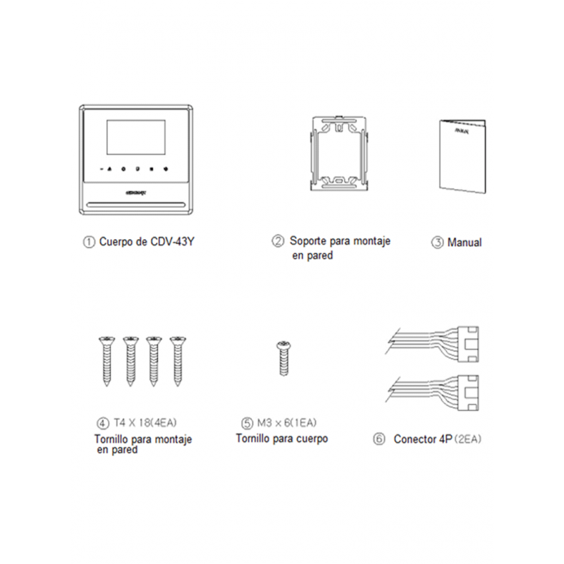 COMMAX CDV43YP - Paquete de monitor con pantalla de 4.3 pulgadas manos libres incluye frente de ...