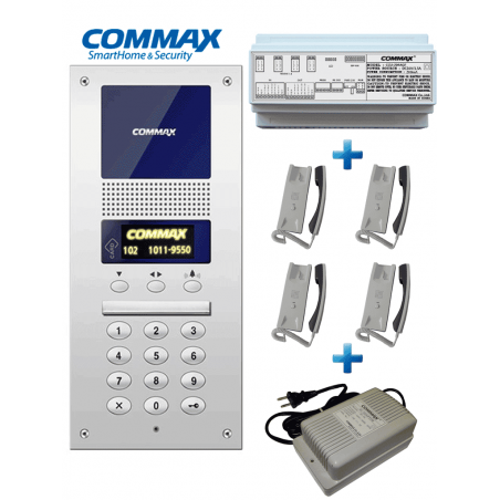 COMMAX AUDIOGATE4P - Paquete de audio portero con 4 auriculares AP2SAG para 4 departamentos